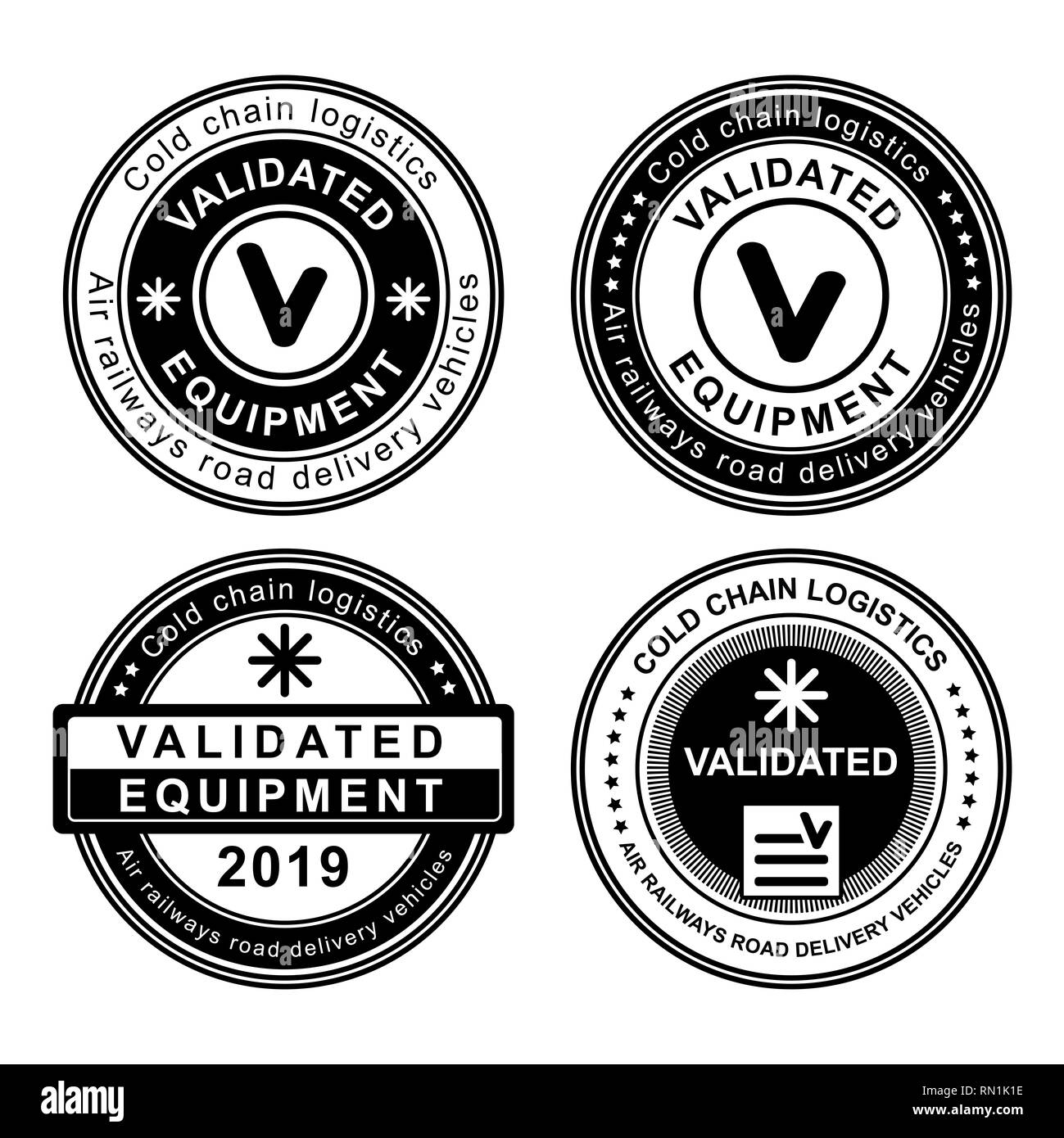 Valideted Equipment stamp on white background. Cold chain logistics ...