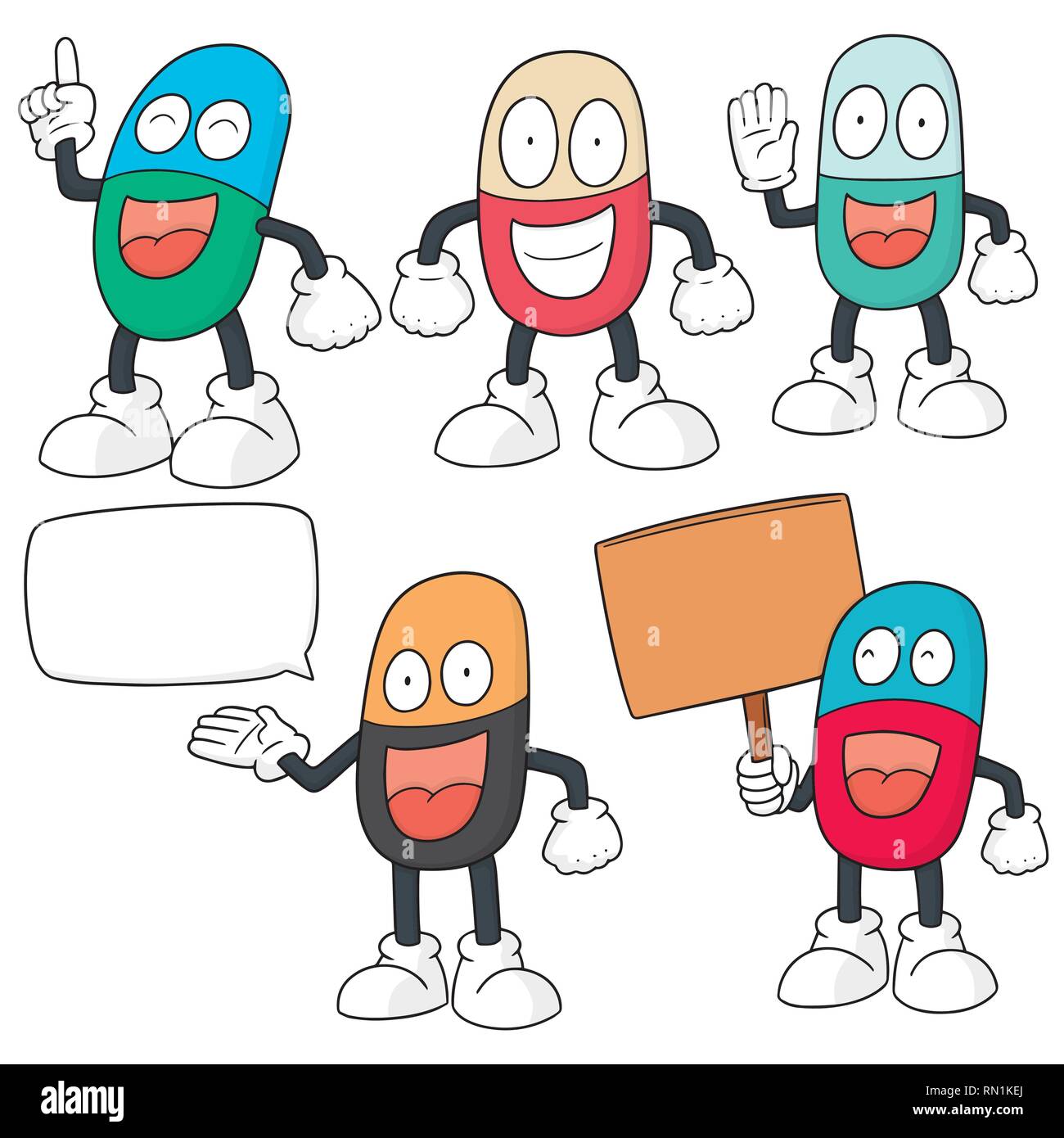 vector set of medicine capsule cartoon Stock Vector Image & Art - Alamy
