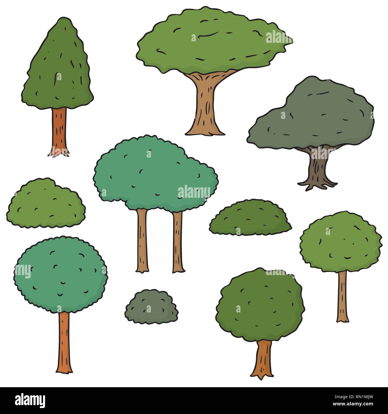 vector set of trees Stock Vector Image & Art - Alamy