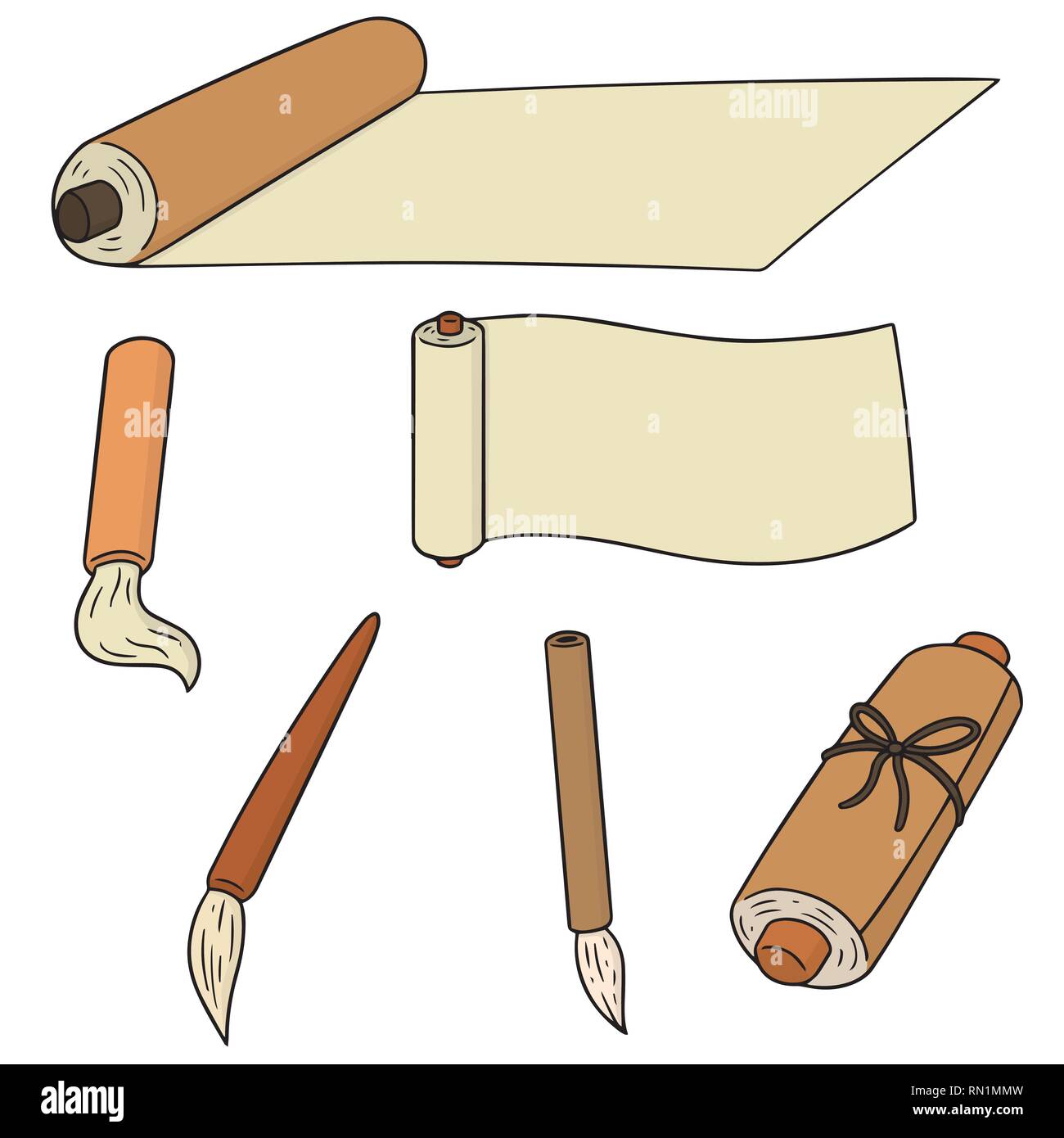 vector set of scroll and brush Stock Vector Image & Art - Alamy