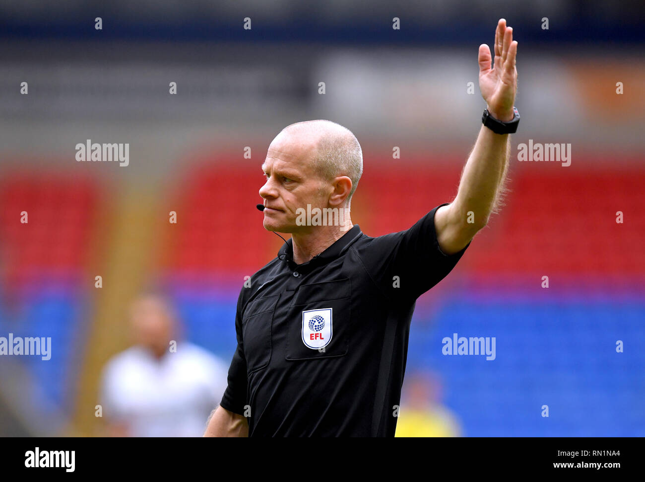 Referee andy woolmer gestures on pitch hi-res stock photography and ...