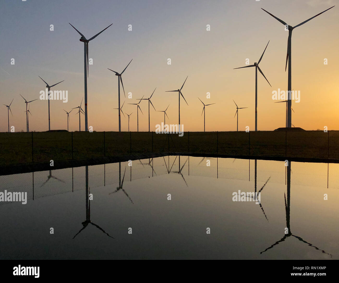 Jacobsdorf, Germany. 14th Jan, 2019. Wind turbines in the "Odervorland ...