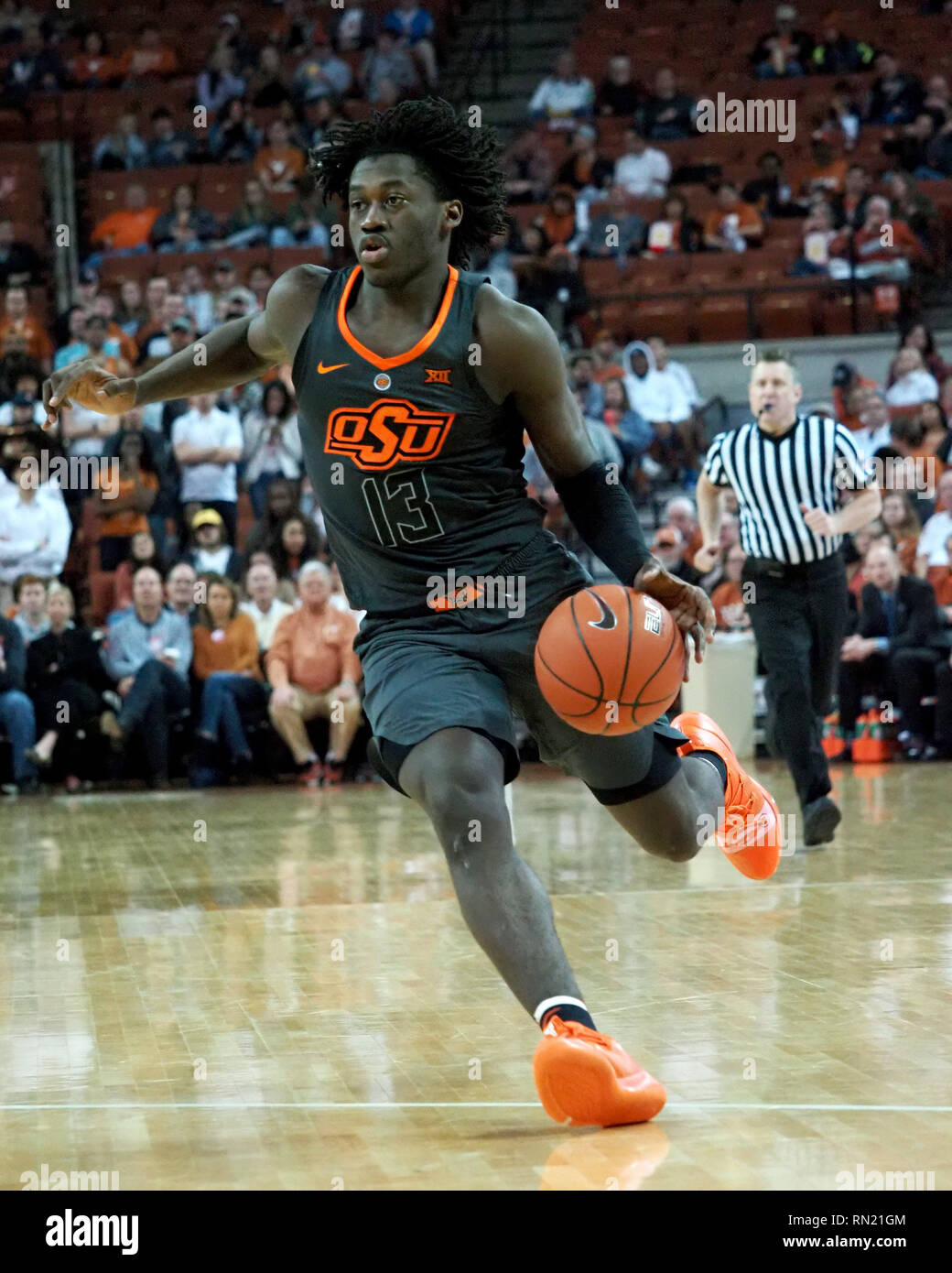Feb 16, 2019. Isaac Likekele #13 of the Oklahoma State Cowboys in ...