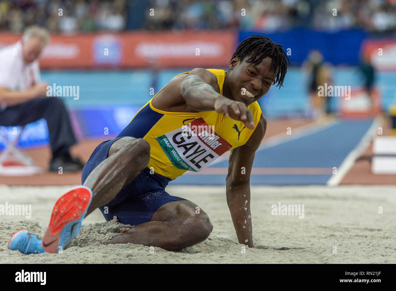 Tajay Gayle of Jamaica in Men's Long Jump Final during Muller Indoor ...