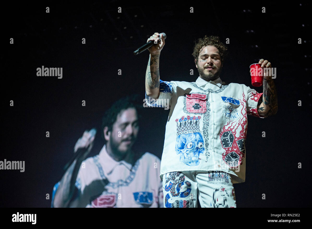 Birmingham, UK. 16th February 2019. Post Malone, real name Austin ...