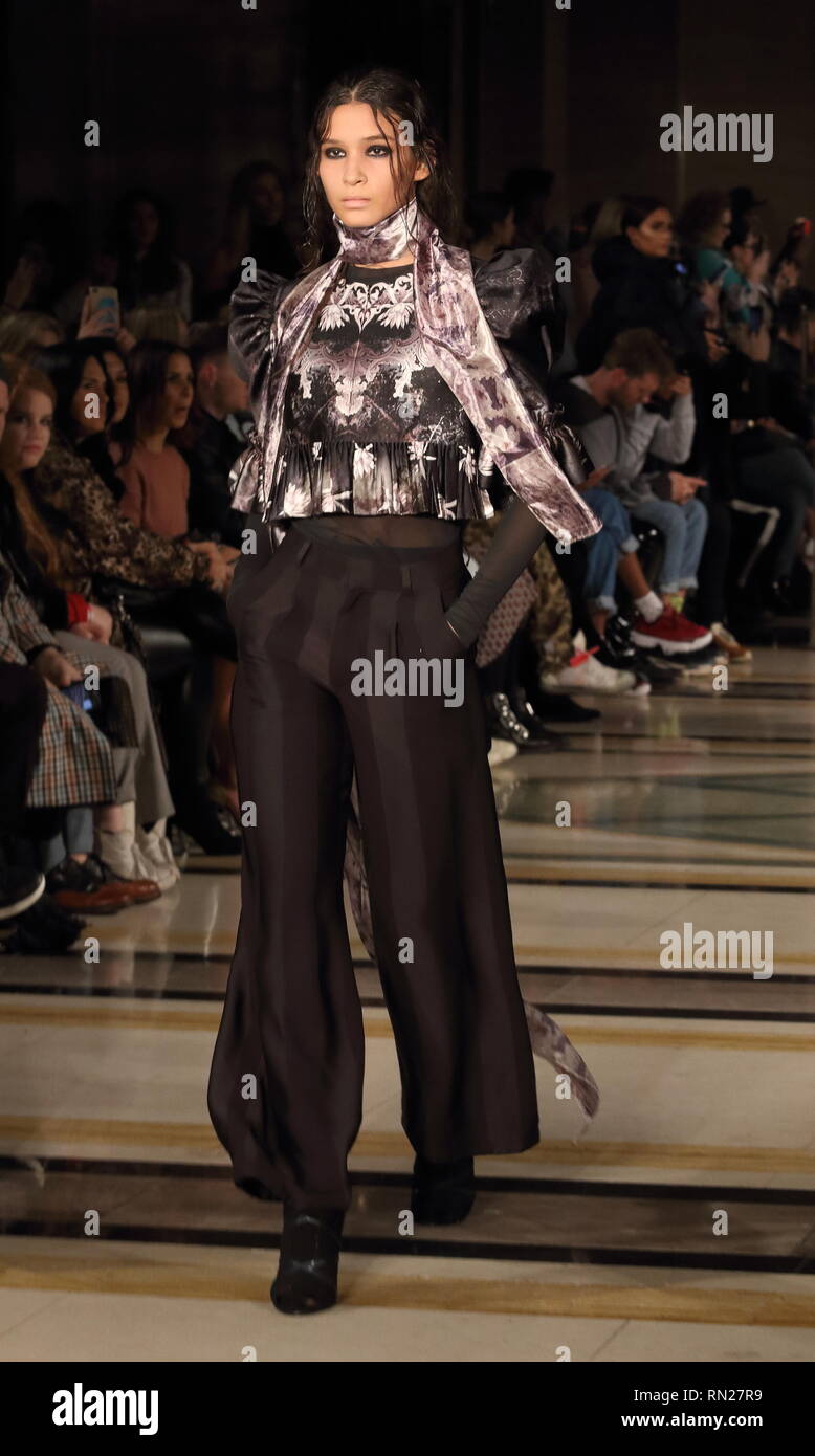 London, UK. 16th Feb 2019. A model seen on the Rocky Star Catwalk Show ...