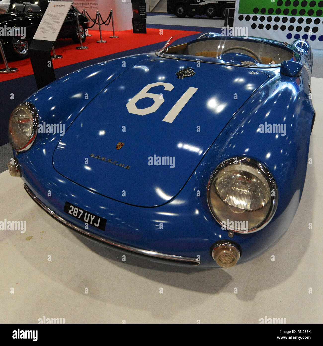 London, UK. 16th Feb 2019. A Porsche 550 Spyder on display at the ...
