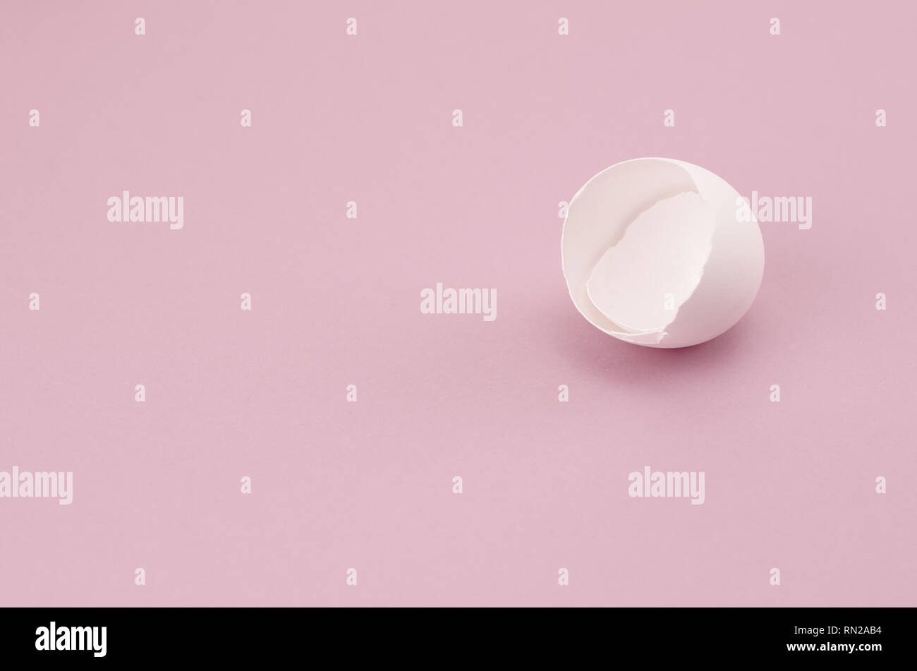 white empty broken egg shell on a pastel colored surface Stock Photo ...