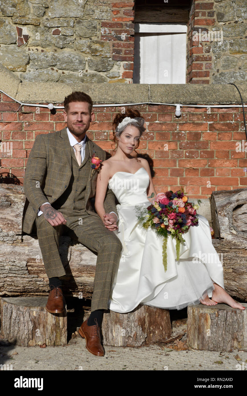 A beautiful couple get married in a romantic Farm location- she is a ...