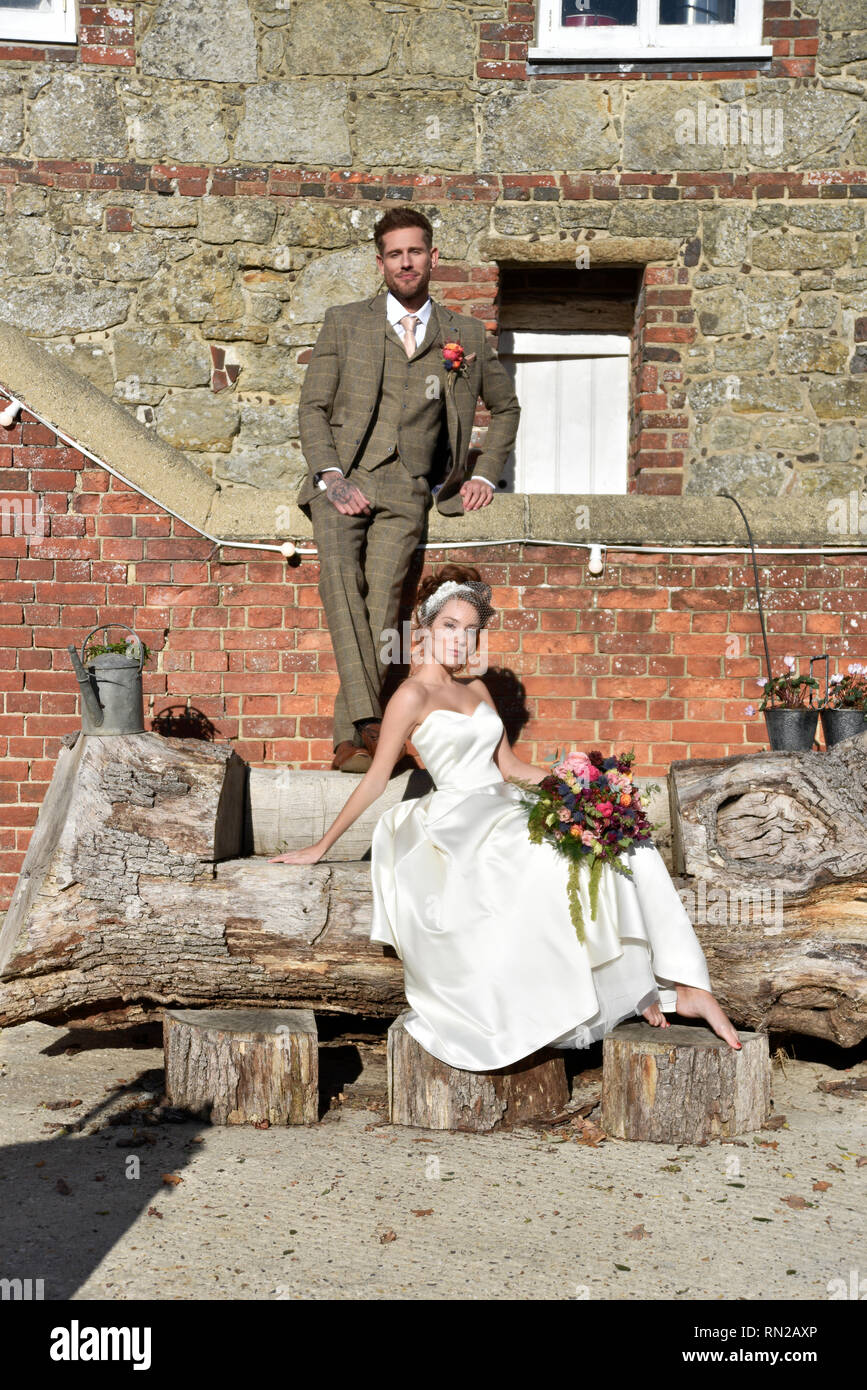 A beautiful couple get married in a romantic Farm location- she is a ...