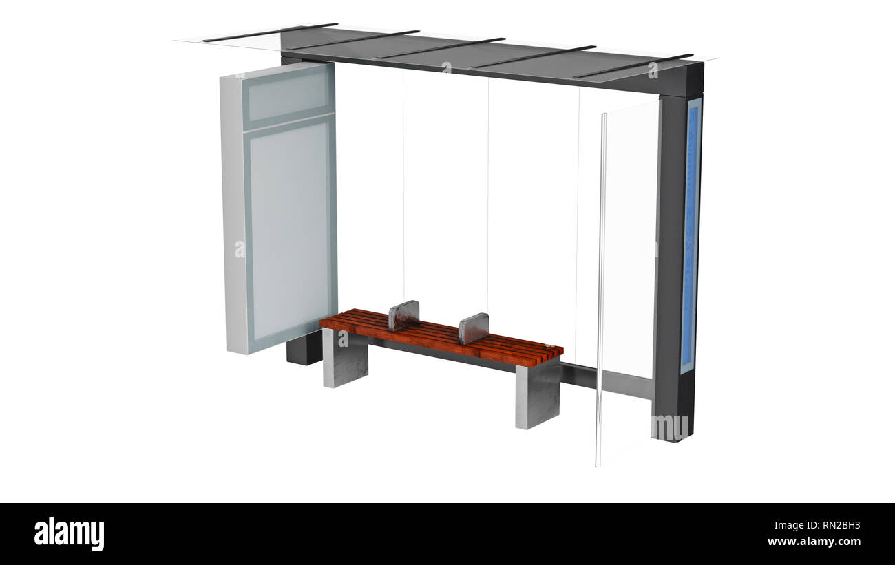 Bus stop white background. Mockup advertisement design. 3D rendering ...