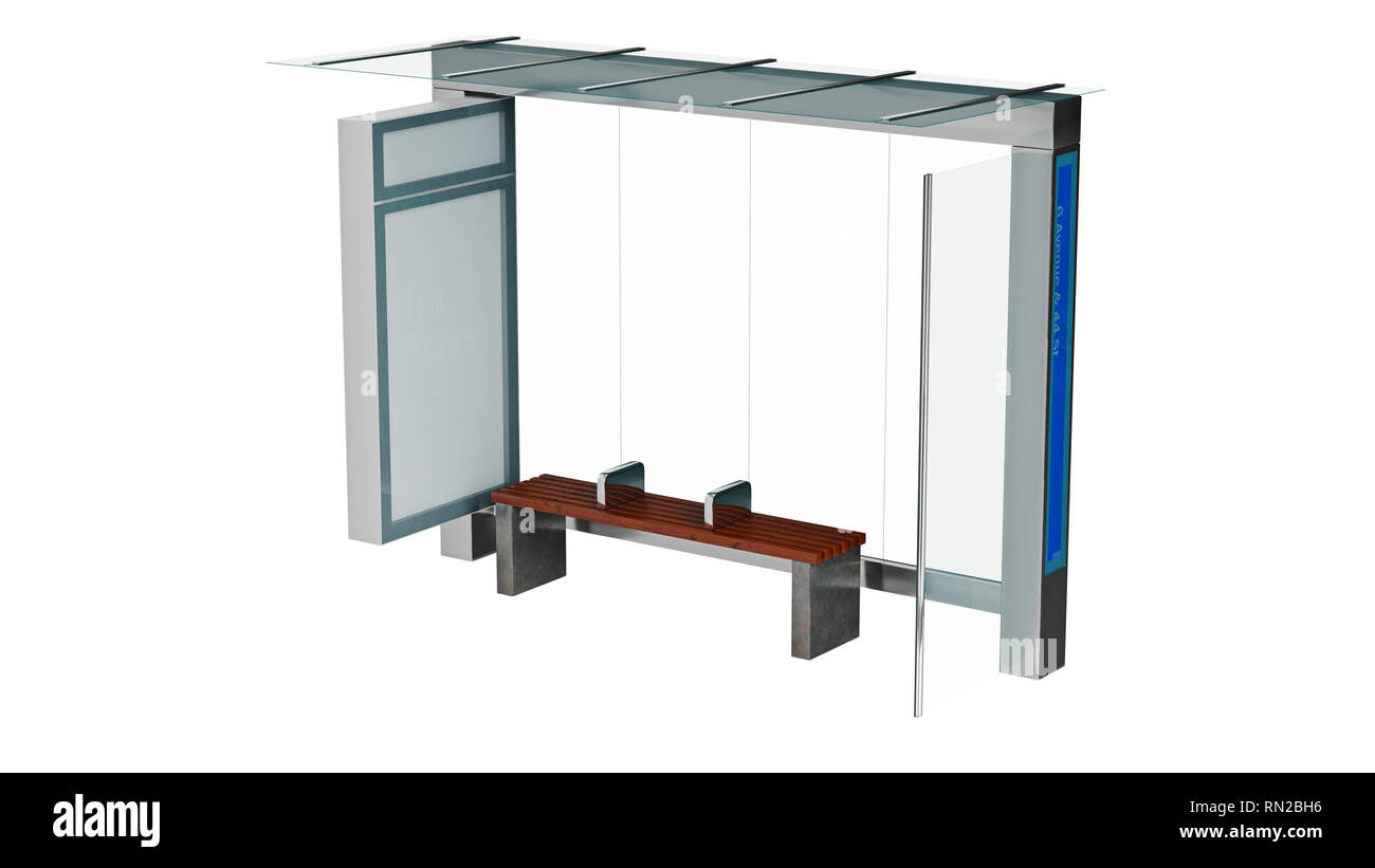 Bus stop white background. Mockup advertisement. 3D rendering Stock ...