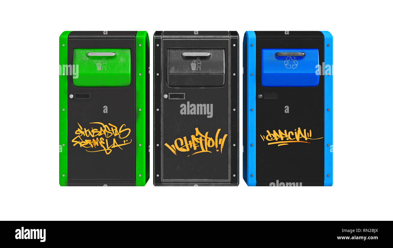Newspaper box metal, isolated on white background, front view. 3D ...