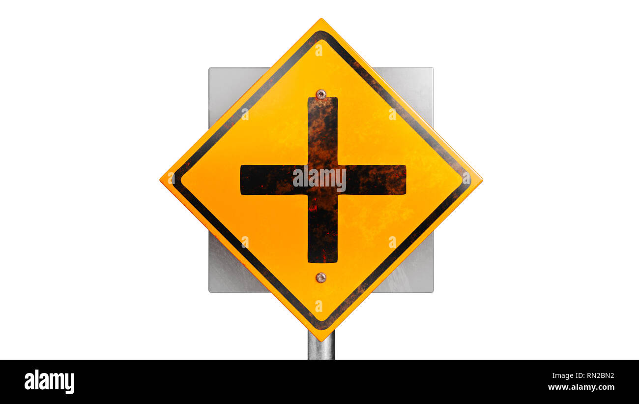 Sign traffic road symbol orange, close view. 3D rendering Stock Photo ...