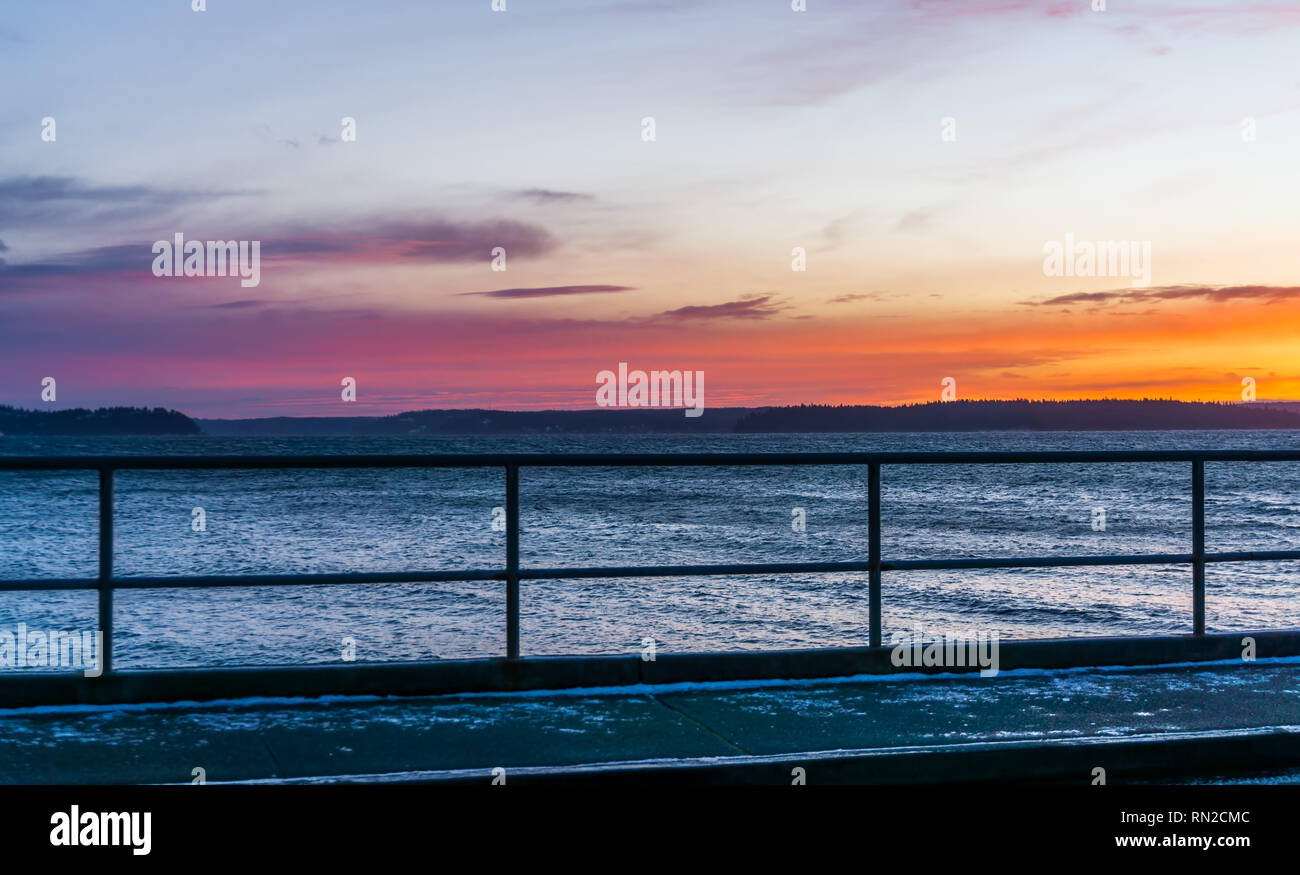 A view of an ethereal sunset sky from West Seattle, Washington Stock ...