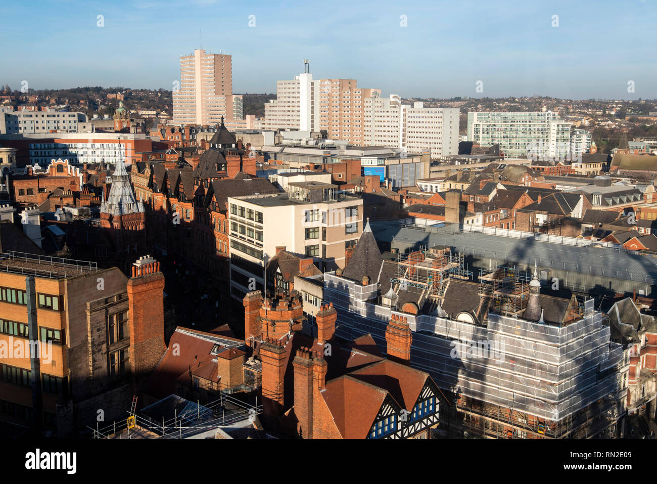 Aerial view of Nottingham City, Nottinghamshire England UK Stock Photo ...