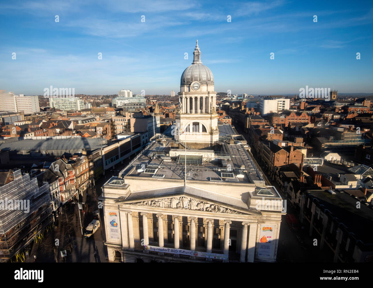Aerial view of the Council House and Nottingham City, Nottinghamshire ...