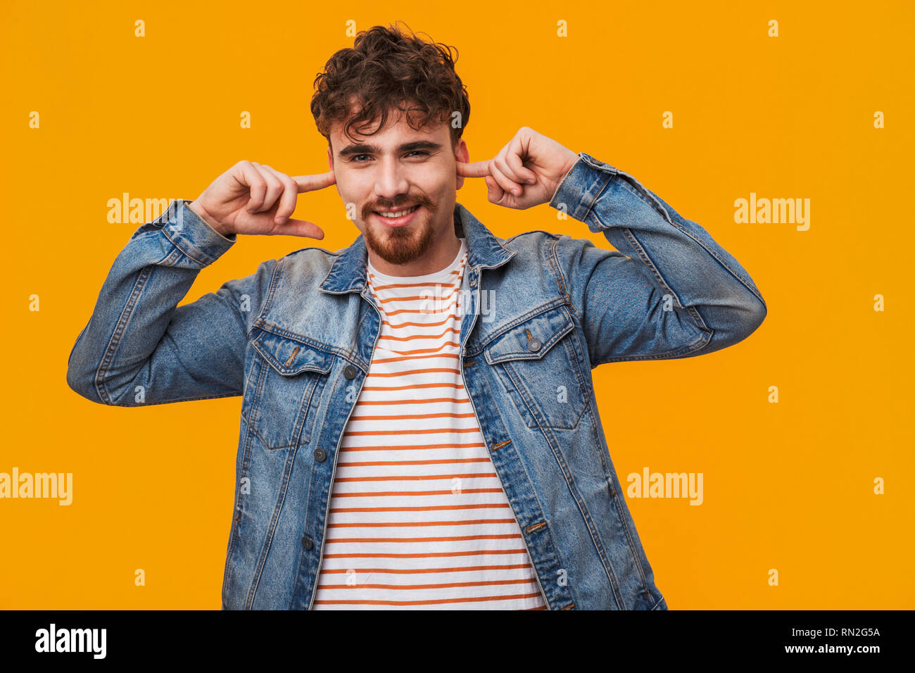 Ears hand covering closed beard hi-res stock photography and images - Alamy