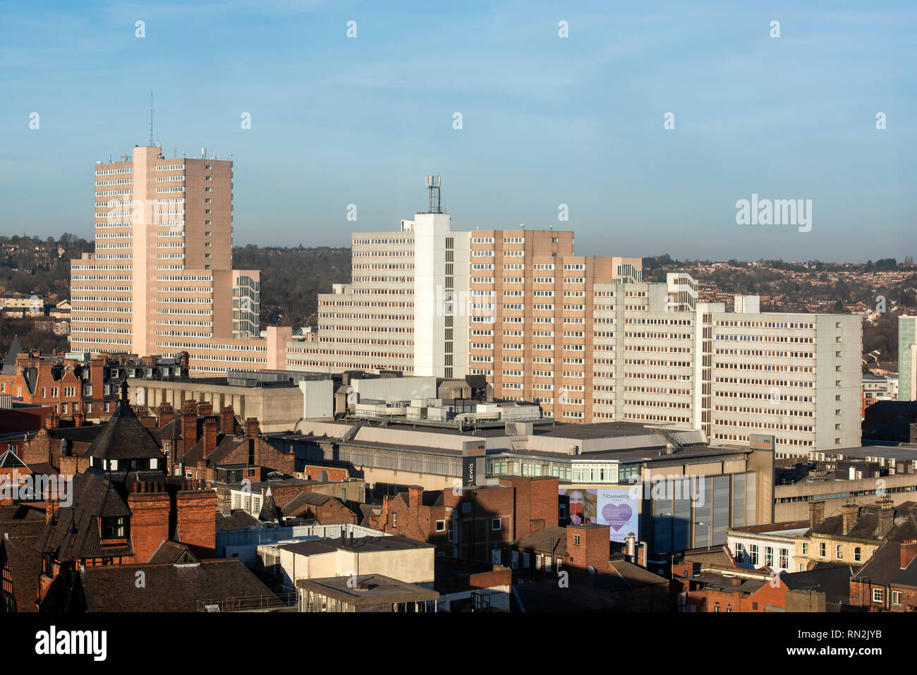 Aerial view nottingham city centre hi-res stock photography and images ...