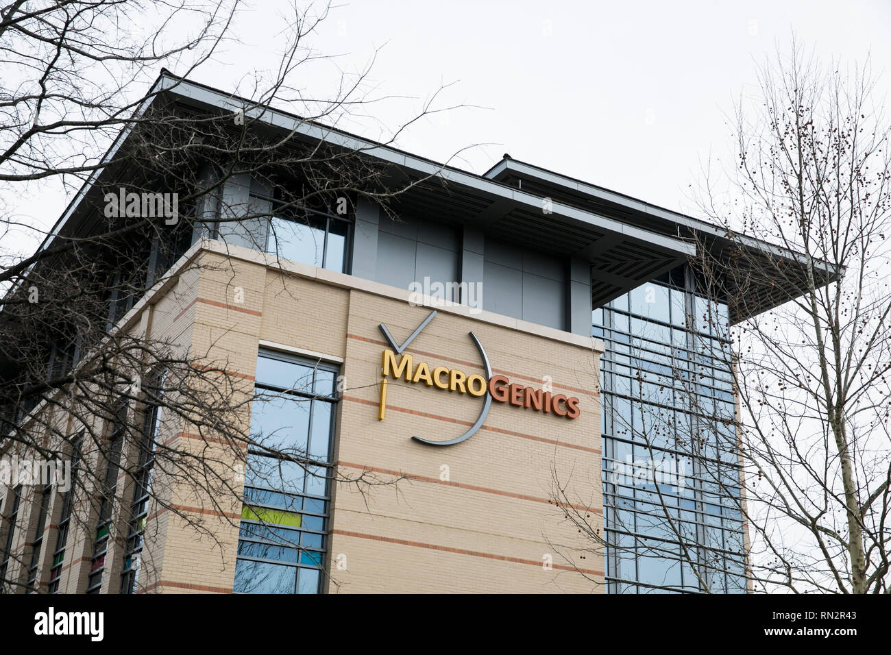 A logo sign outside of the headquarters of MacroGenics in Rockville ...