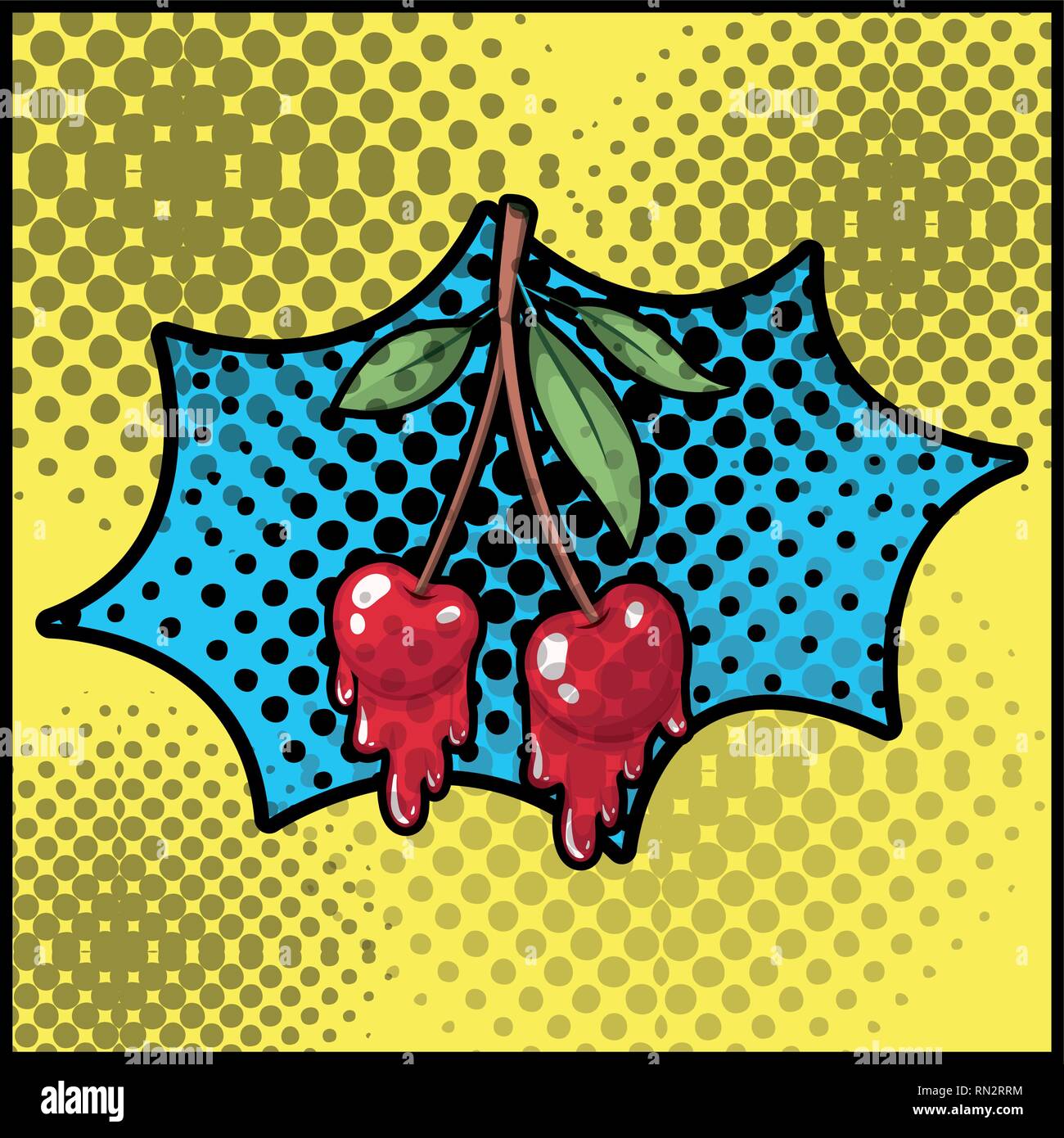 cherry fruit dripping pop art style Stock Vector Image & Art - Alamy