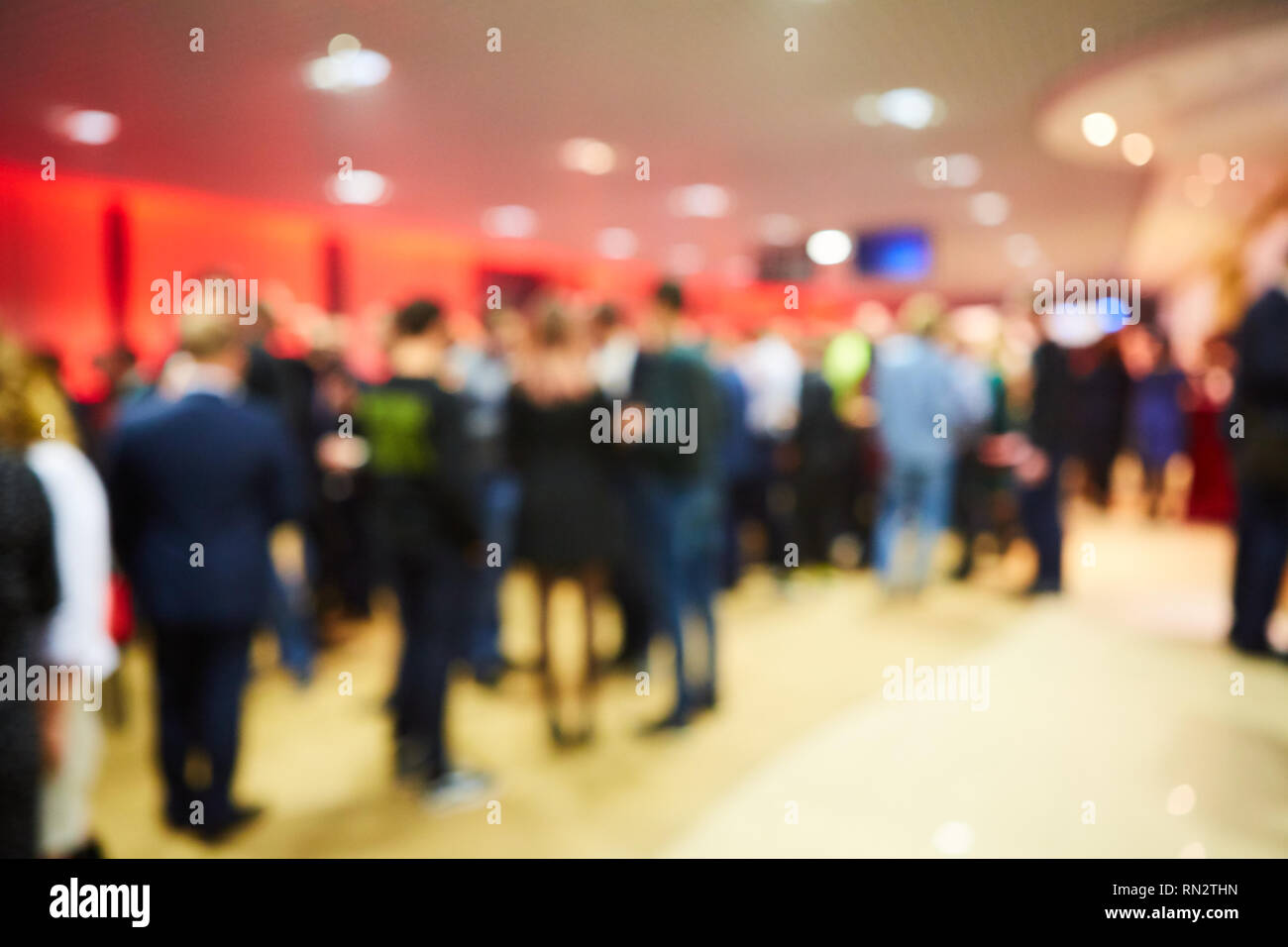 Abstract blurred people in press conference event, business concept ...