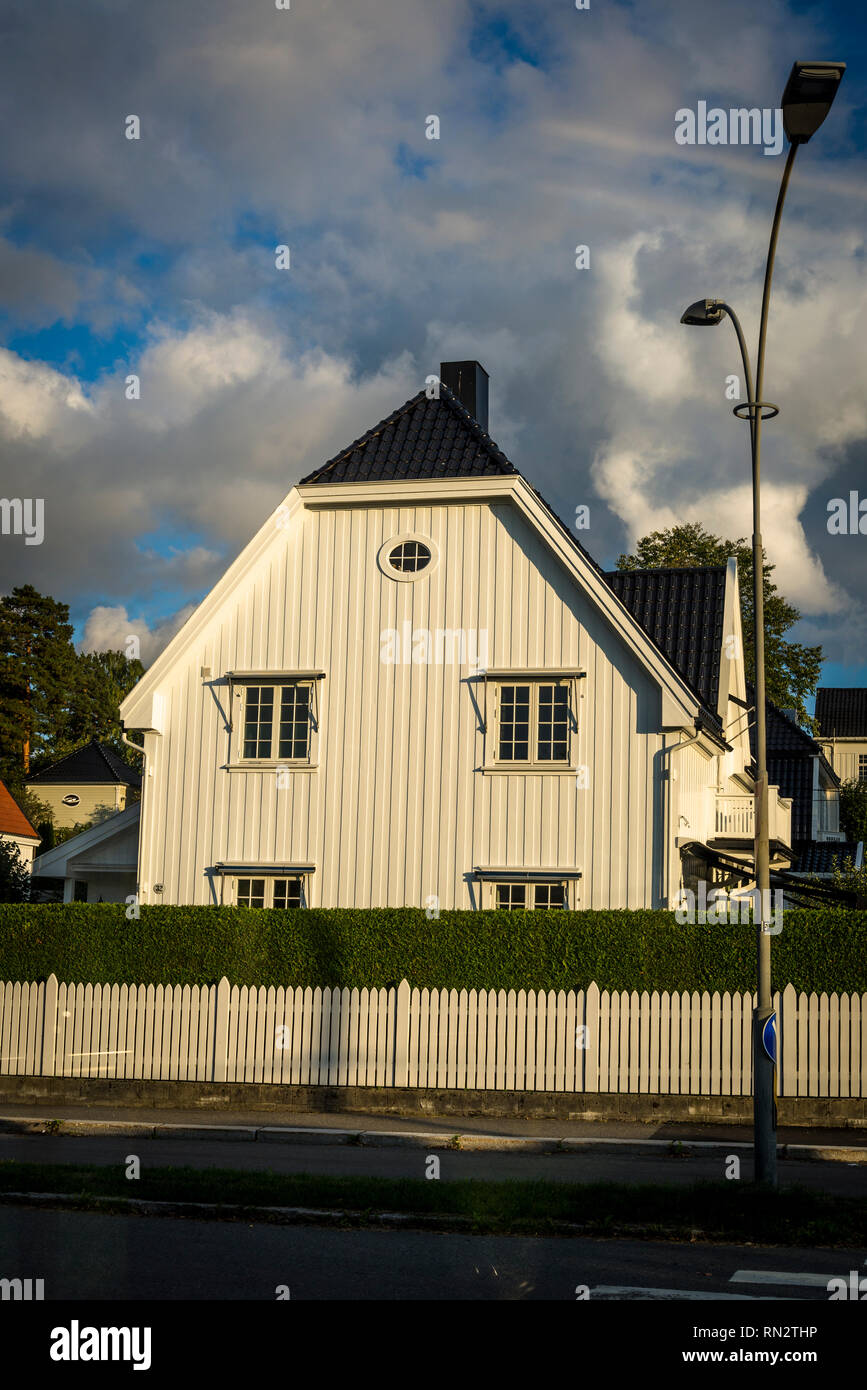 Beautiful residential house with white picket fence in the wealthy ...