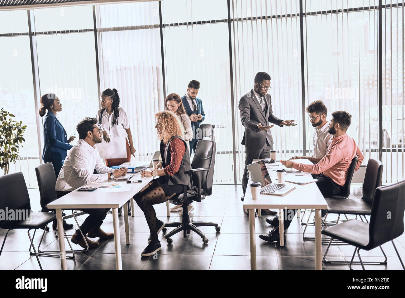 job interview in the modern office. employment concept. career Stock ...