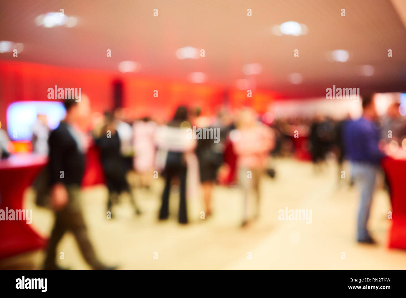 Abstract blurred people in press conference event, business concept ...