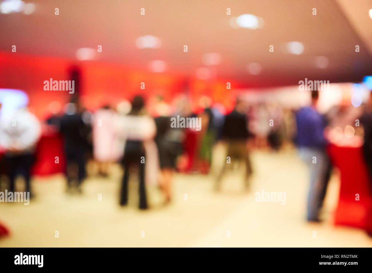 Abstract blurred people in press conference event, business concept ...
