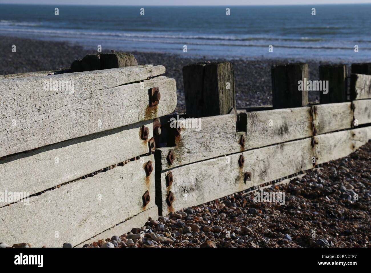 Wooden beach defences at Cuckmere valley Stock Photo - Alamy