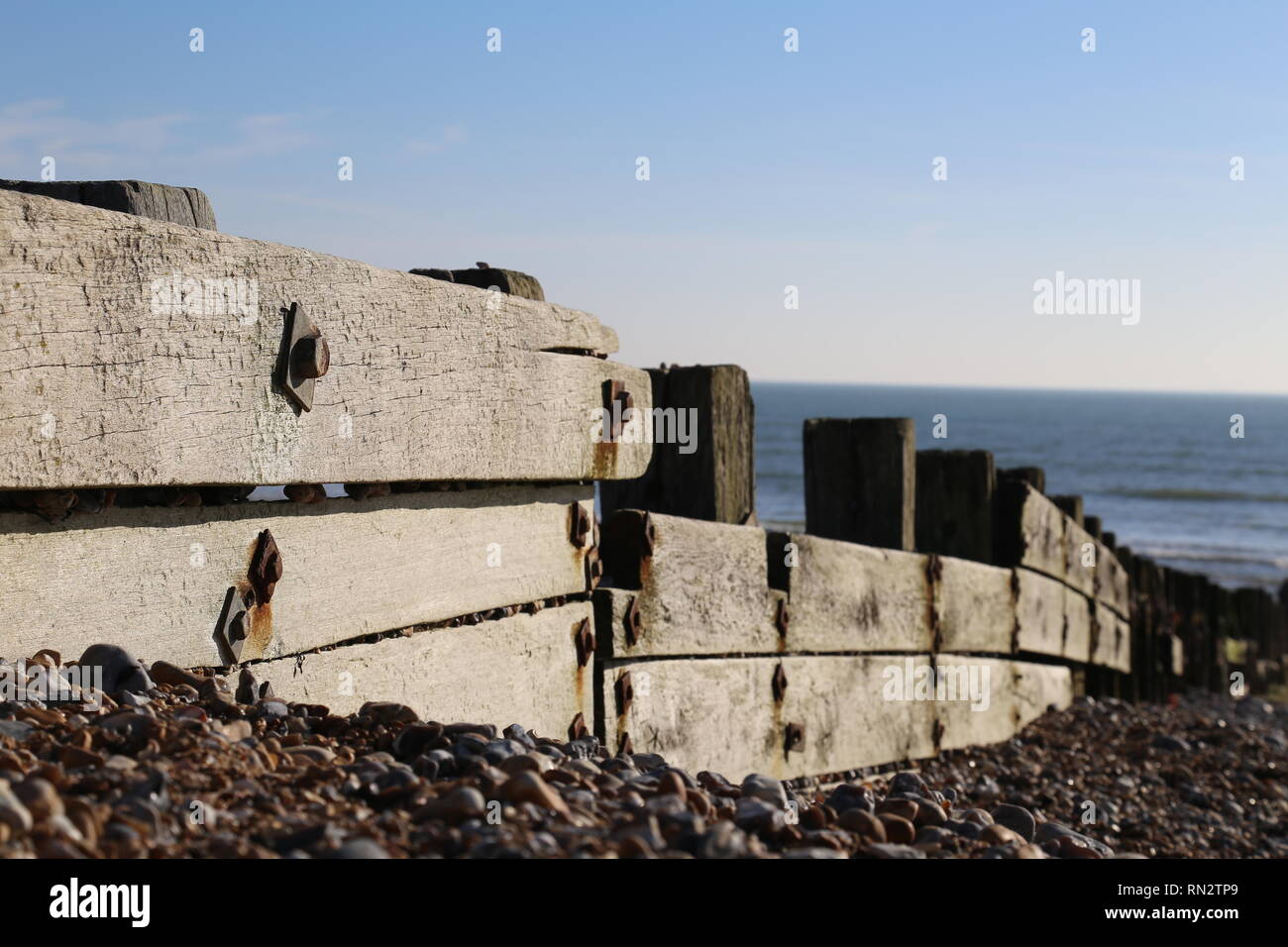 Wooden beach defences at Cuckmere valley Stock Photo - Alamy