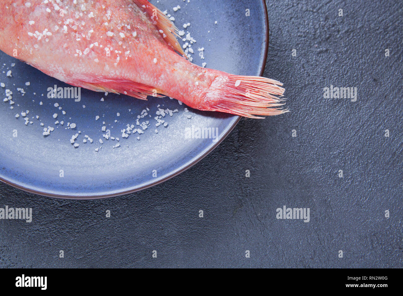 Fish perch and salt for cooking. Seafood healthy diet food Stock Photo ...