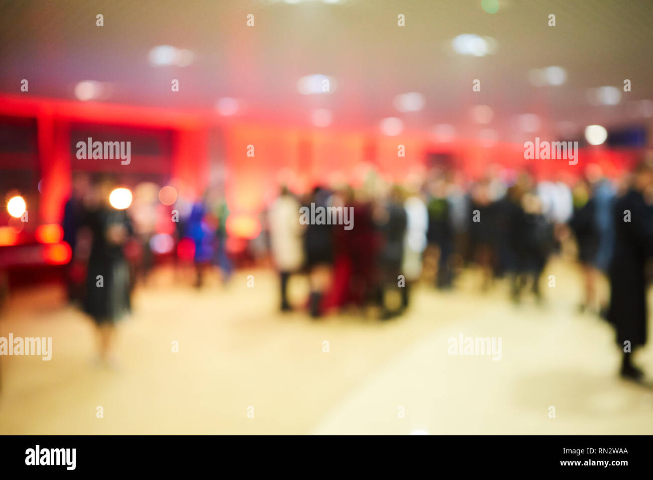 Abstract blurred people in press conference event, business concept ...