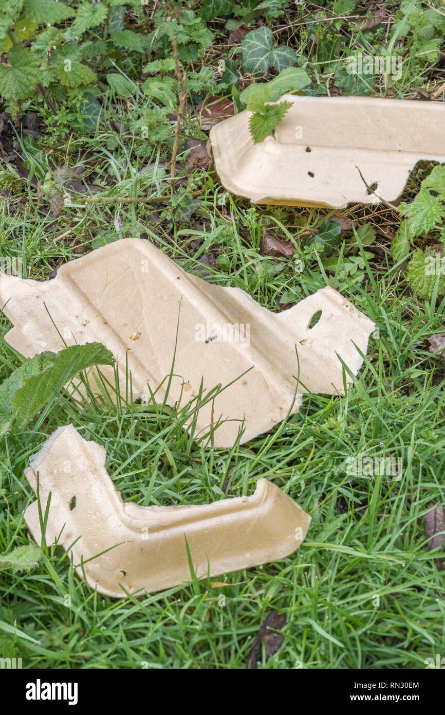 Generic unbranded polystyrene food packaging discarded in the ...