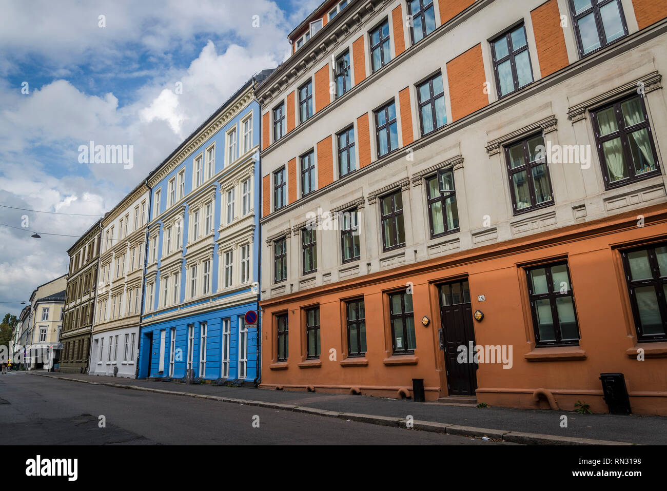 Street in Toyen neighbourhood with typical 19th century town mansions ...