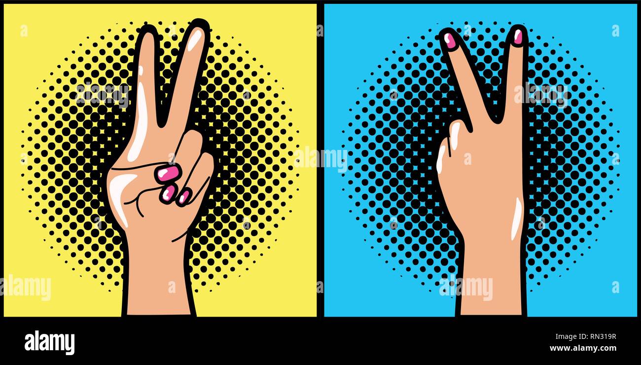 hands expressing peace and love pop art style Stock Vector Image & Art - Alamy