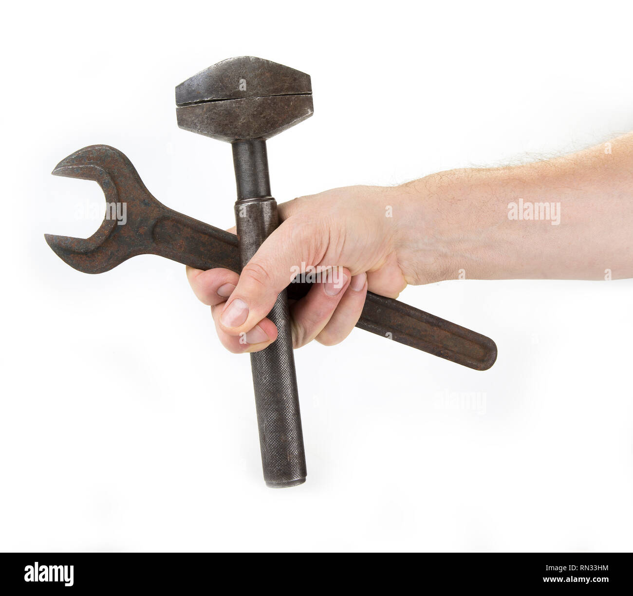 Adjustable wrench in human hi-res stock photography and images - Alamy