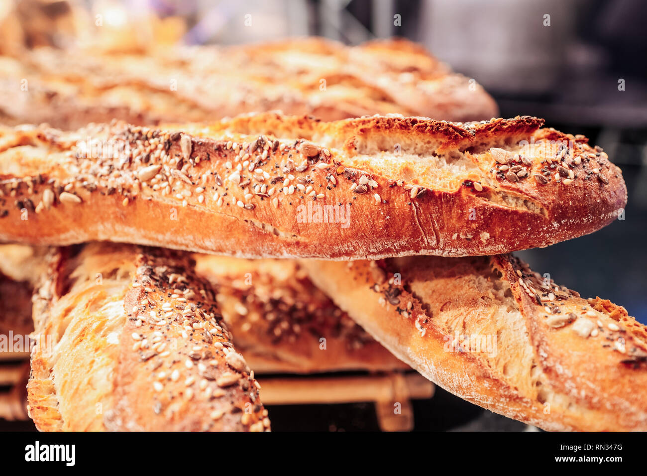 Fresh and crusty french baguette breads Stock Photo - Alamy