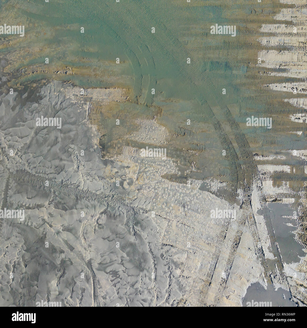 Aerial view of degraded landscape. Destroyed land. View from above ...