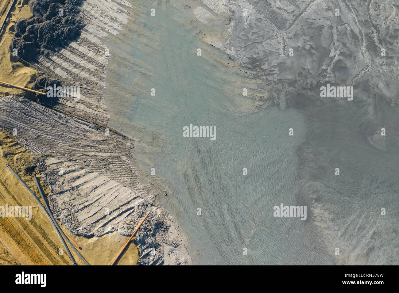Aerial view of degraded landscape. Destroyed land. View from above ...