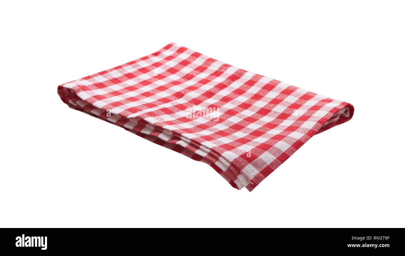 Red Napkin isolated on white background. Multi-colored linen napkins ...