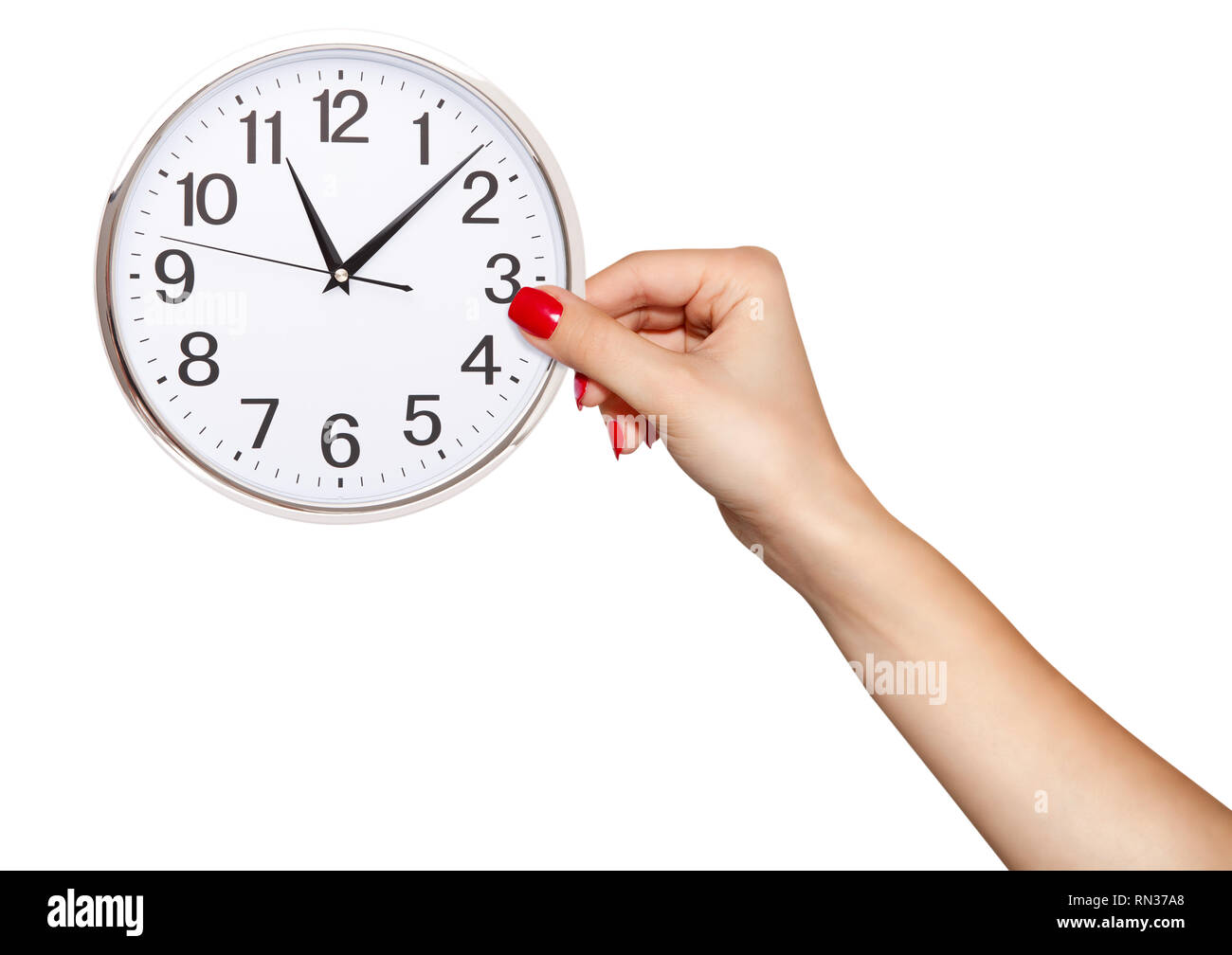 Human Hand Holding Clock Time. Schedule Alarm Clock Time Concept Stock ...