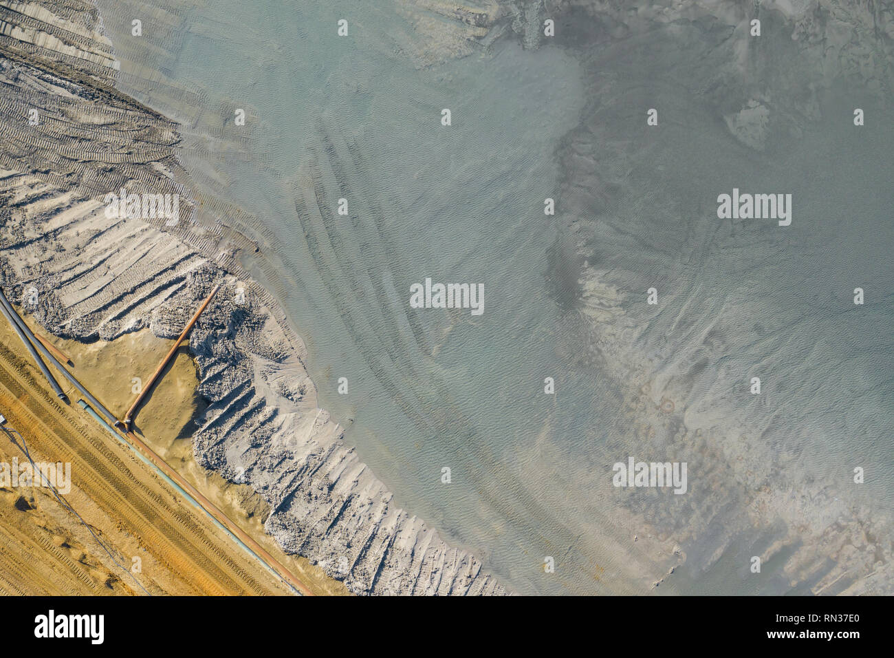 Aerial view of degraded landscape. Destroyed land. View from above ...