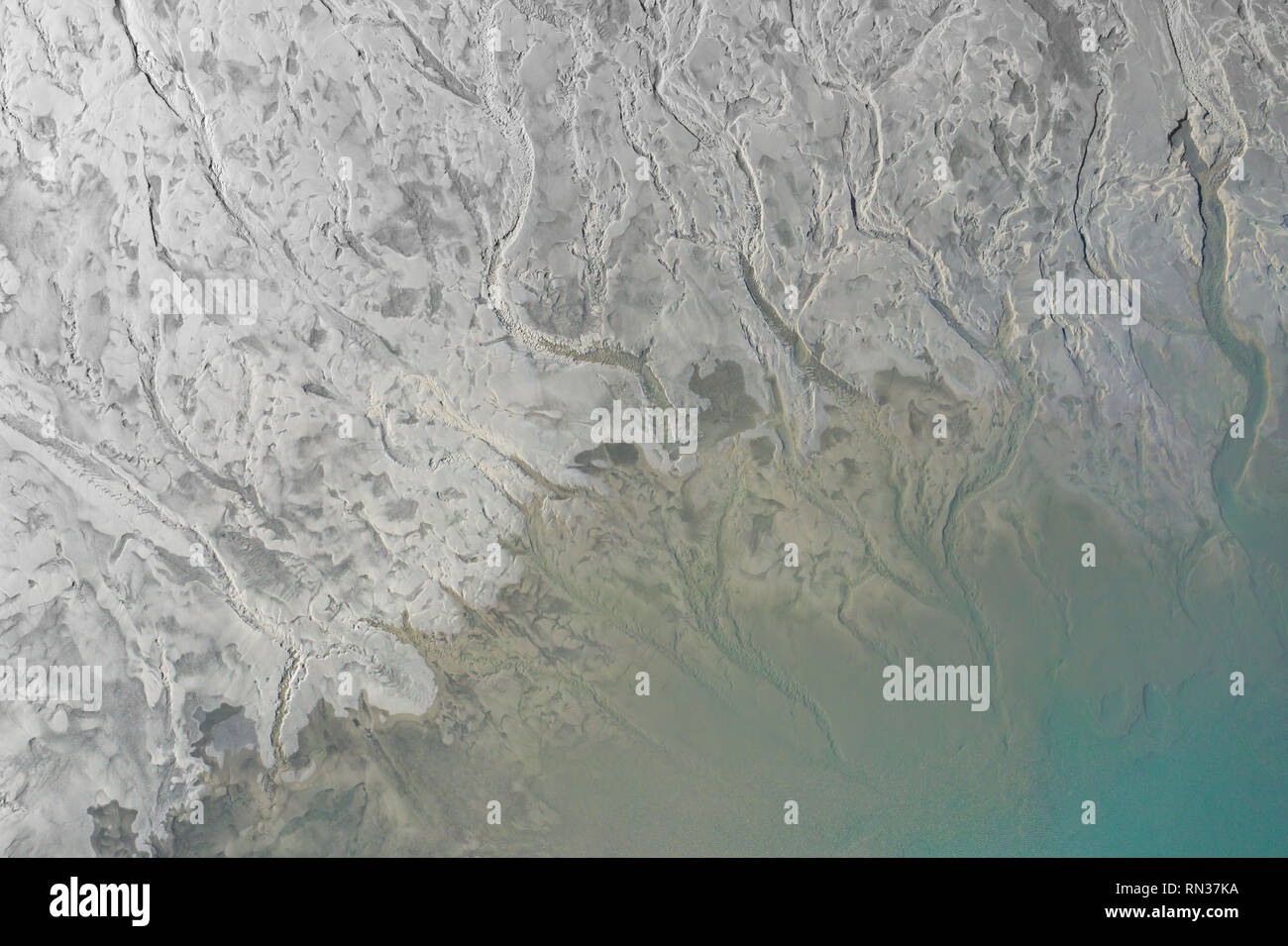 Aerial view of degraded landscape. Destroyed land. View from above ...