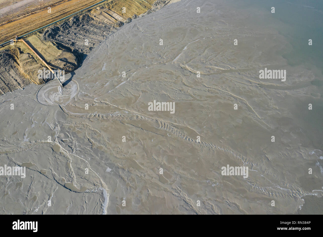 Aerial view of degraded landscape. Destroyed land. View from above ...