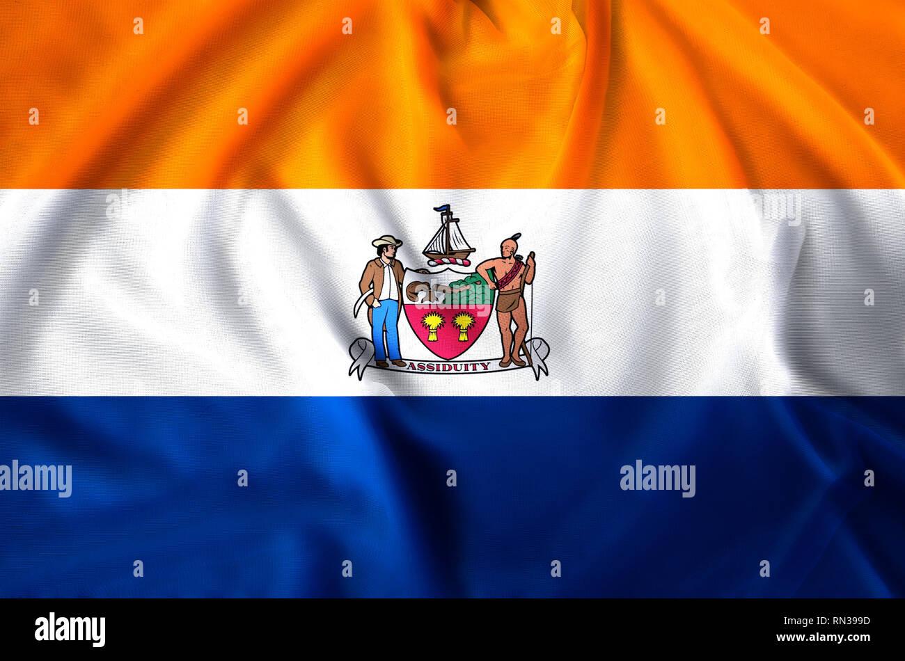 Albany New York modern and realistic closeup flag illustration. Perfect ...