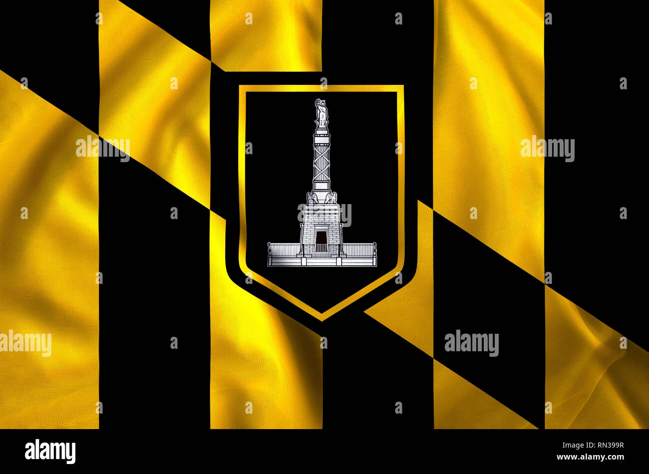 Baltimore City modern and realistic closeup flag illustration. Perfect ...