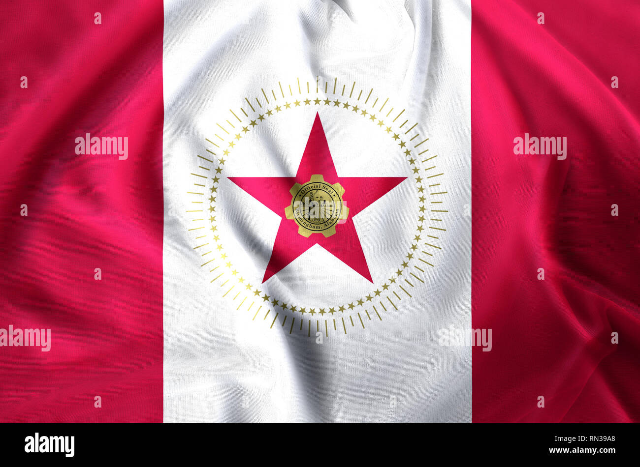 Birmingham Alabama modern and realistic closeup flag illustration ...