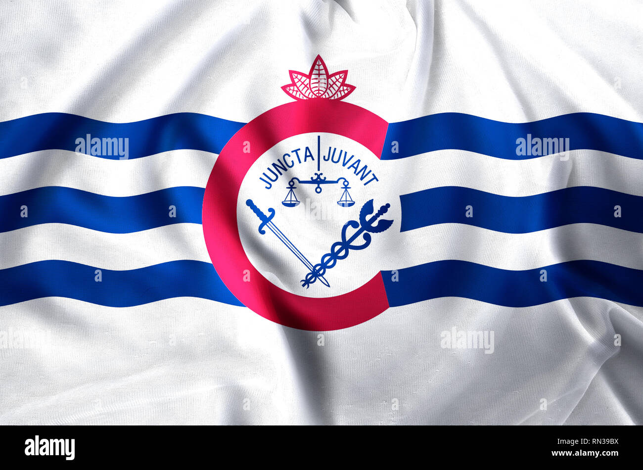 Cincinnati Ohio modern and realistic closeup flag illustration. Perfect ...